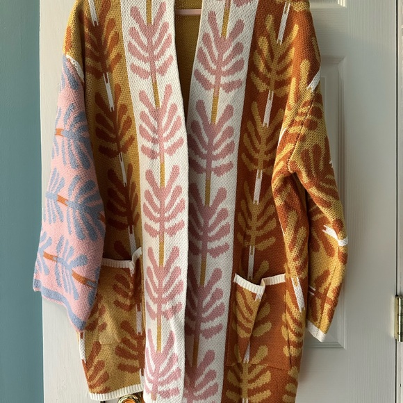 BloomChic | Sweaters | Bloomchic Multicolor Leaf Pattern Cardigan ...